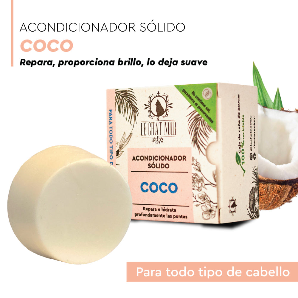 ACONDICIONADOR SÓLIDO DE COCO 80G– Le Chat Noir Ecuador